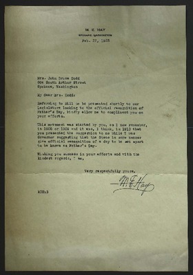 "Letter to Sonora Dodd from M. E. Hay, February 27, 1933" by Marion E. Hay